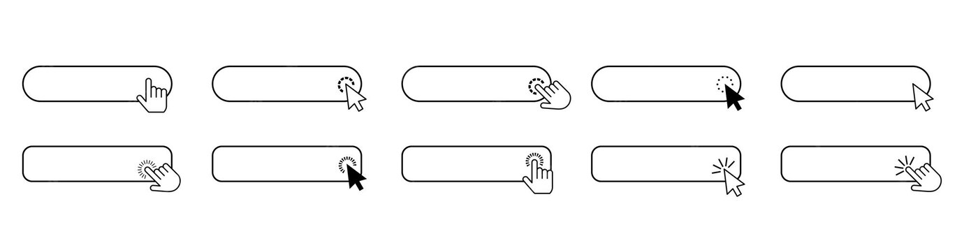 Premium Vector | Set of web buttons with cursor and hand clicking ...