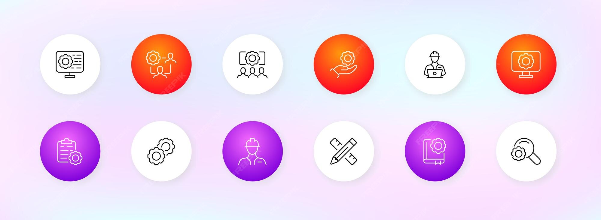 Premium Vector | Settings with gears line icon control panel cube scroll book instruction ...