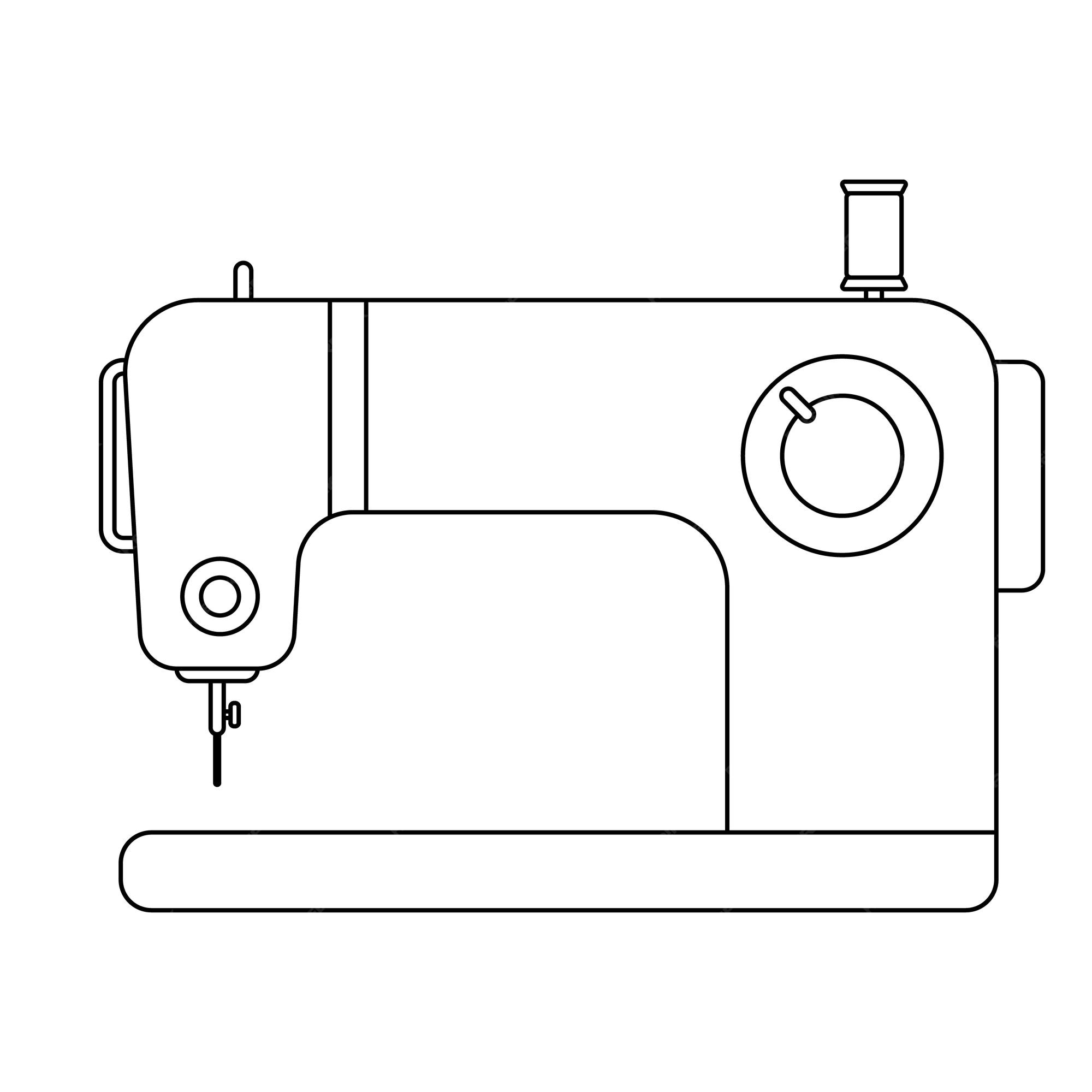 Premium Vector Sewing Machine Outline Illustration On White