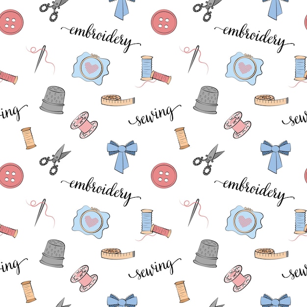Premium Vector Sewing Pattern Vector Seamless Background Embroidery