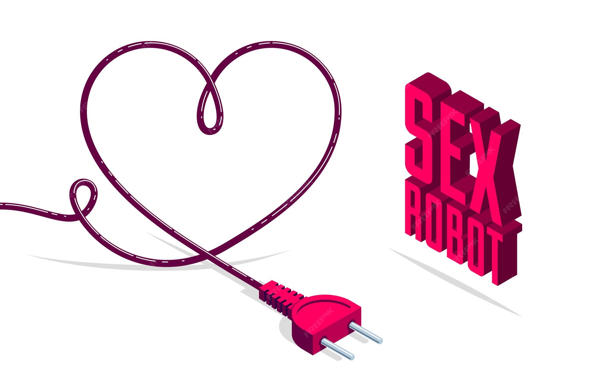 Premium Vector Sex Robot Vector Concept Poster With Plug In A Shape Of Heart Made In 3d