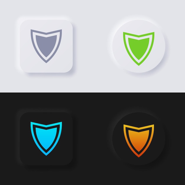 실드 아이콘은 웹 디자인 응용 프로그램 Ui 등을 위한 다중 색상 뉴모피즘 버튼 소프트 Ui 디자인을 설정합니다 프리미엄 벡터