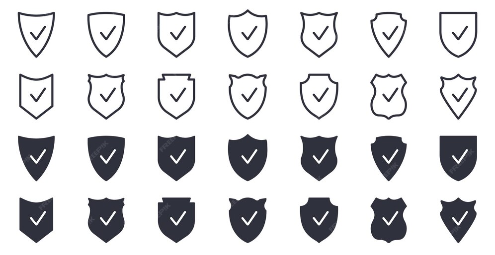 Premium Vector | Shield line and silhouette icon set sign of safety ... Premium Vector | Shield line and silhouette icon set sign of safety ...