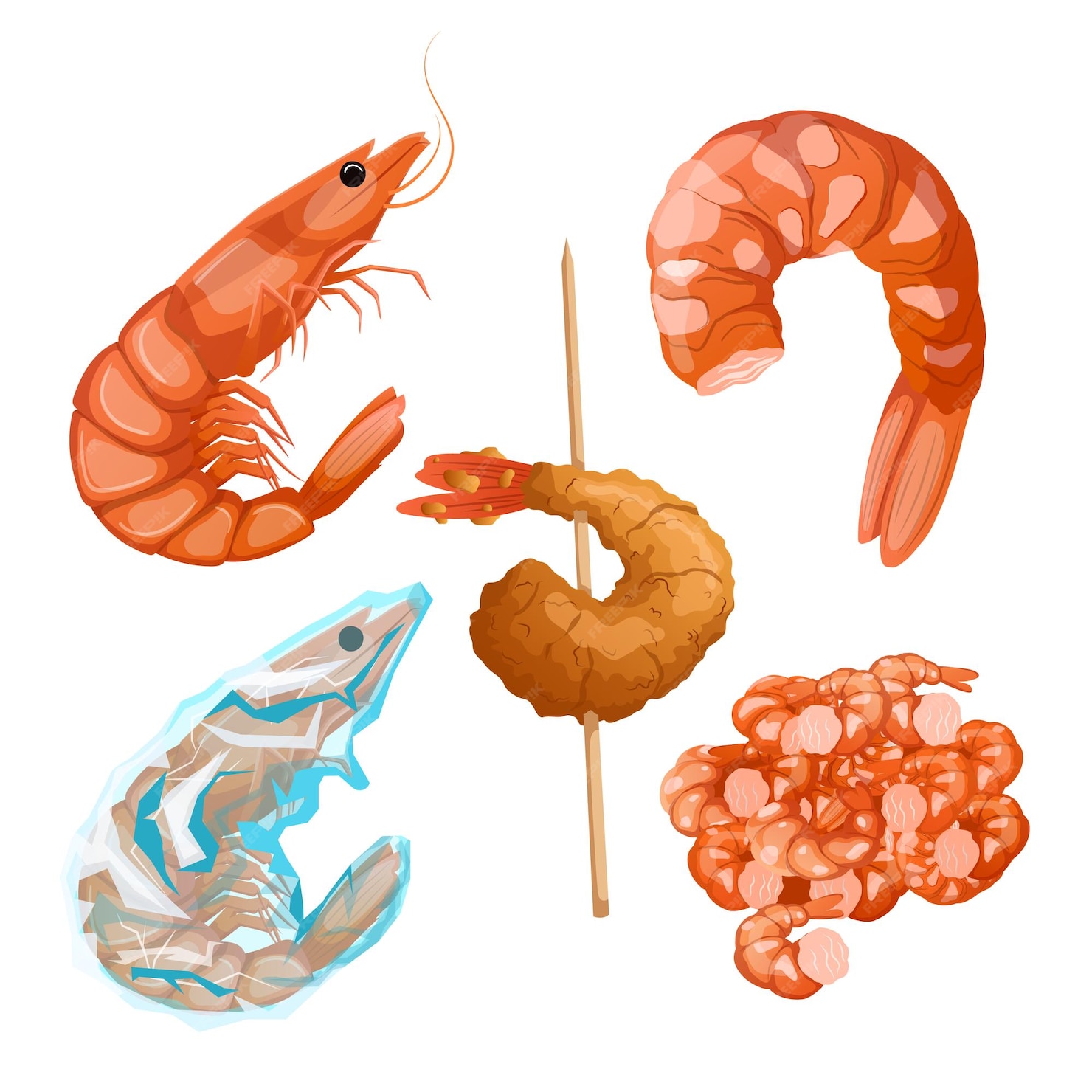Premium Vector | Shrimp fish seafood set cartoon vector illustration Premium Vector | Shrimp fish seafood set cartoon vector illustration