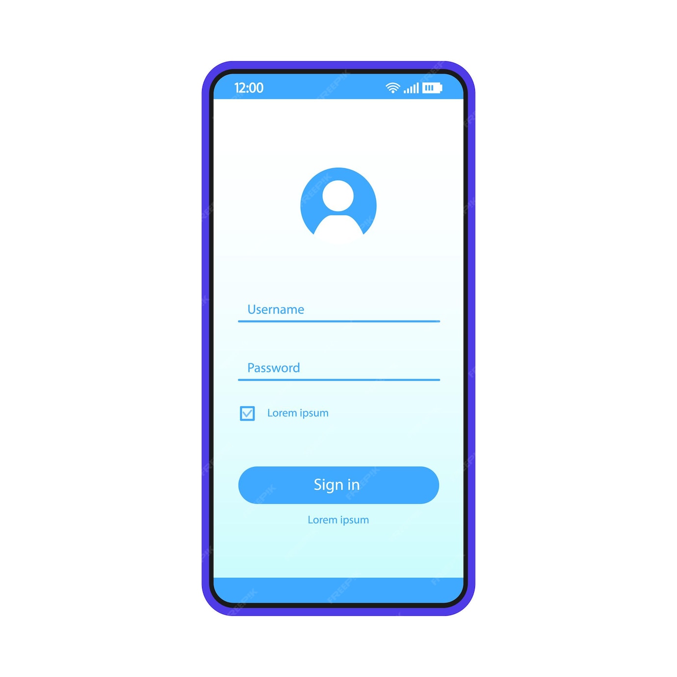 Premium Vector Sign In Smartphone Page Vector Template Mobile App Interface Blue Design