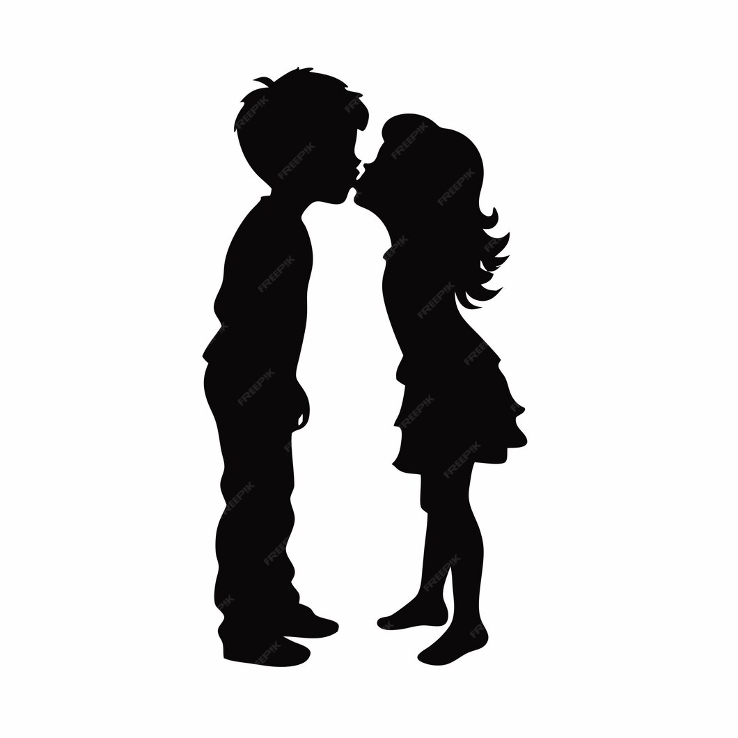 A Silhouette Of A Couple Kissing And The Silhouette Of A Girl Is On A