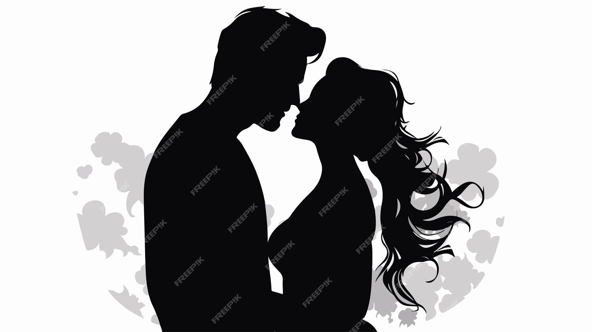 Premium Vector A Silhouette Of A Couple Kissing And The Words Love On