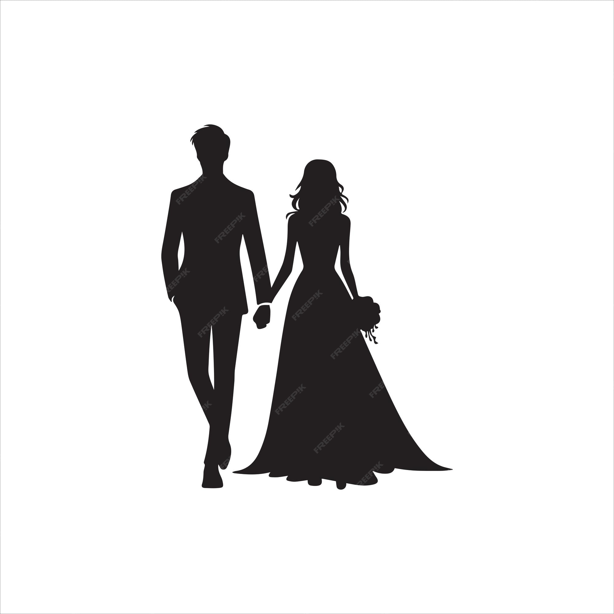 A Silhouette Of A Couple And A Man Holding Hands Premium Ai Generated