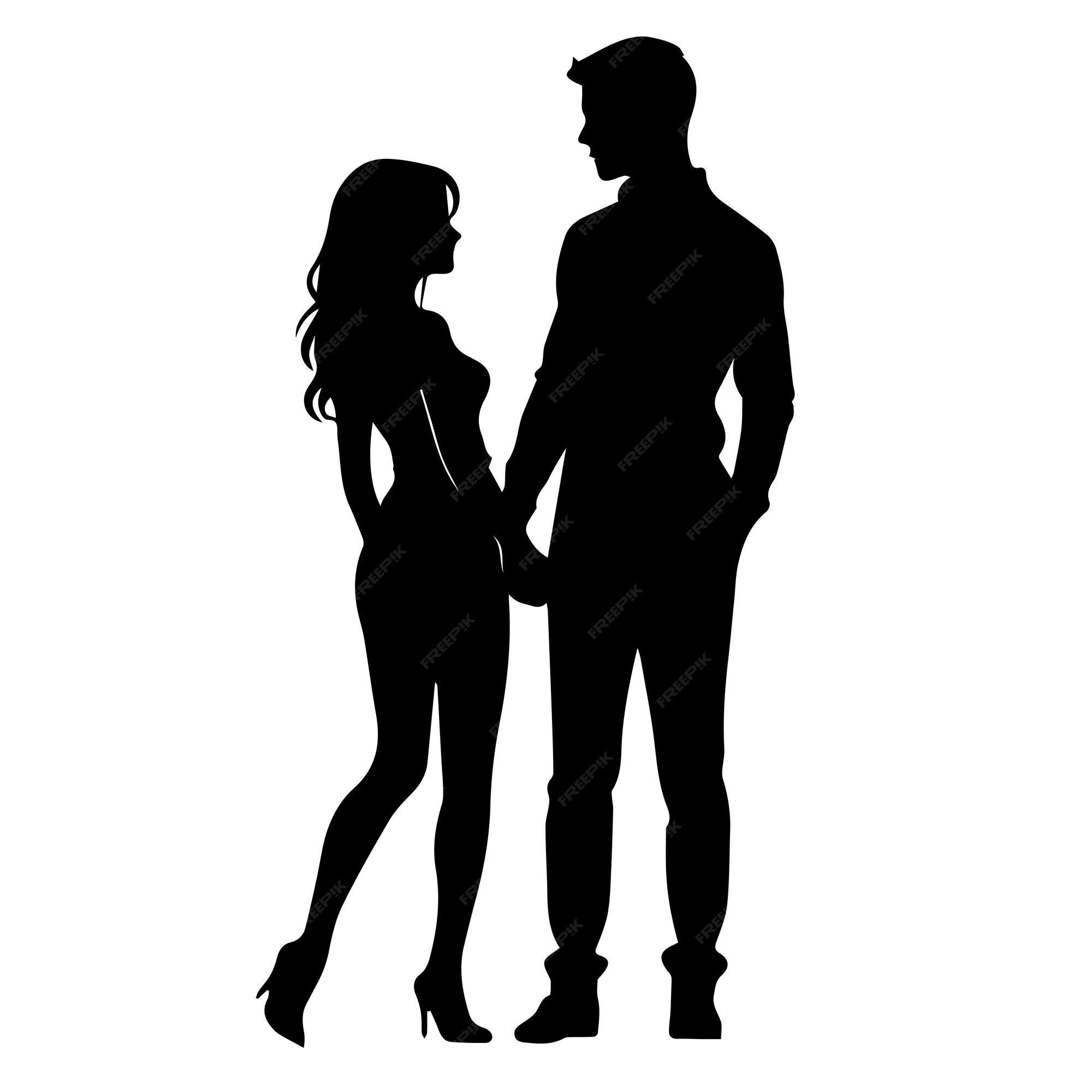 A Silhouette Of A Couple And A Man Holding Hands Premium Ai Generated