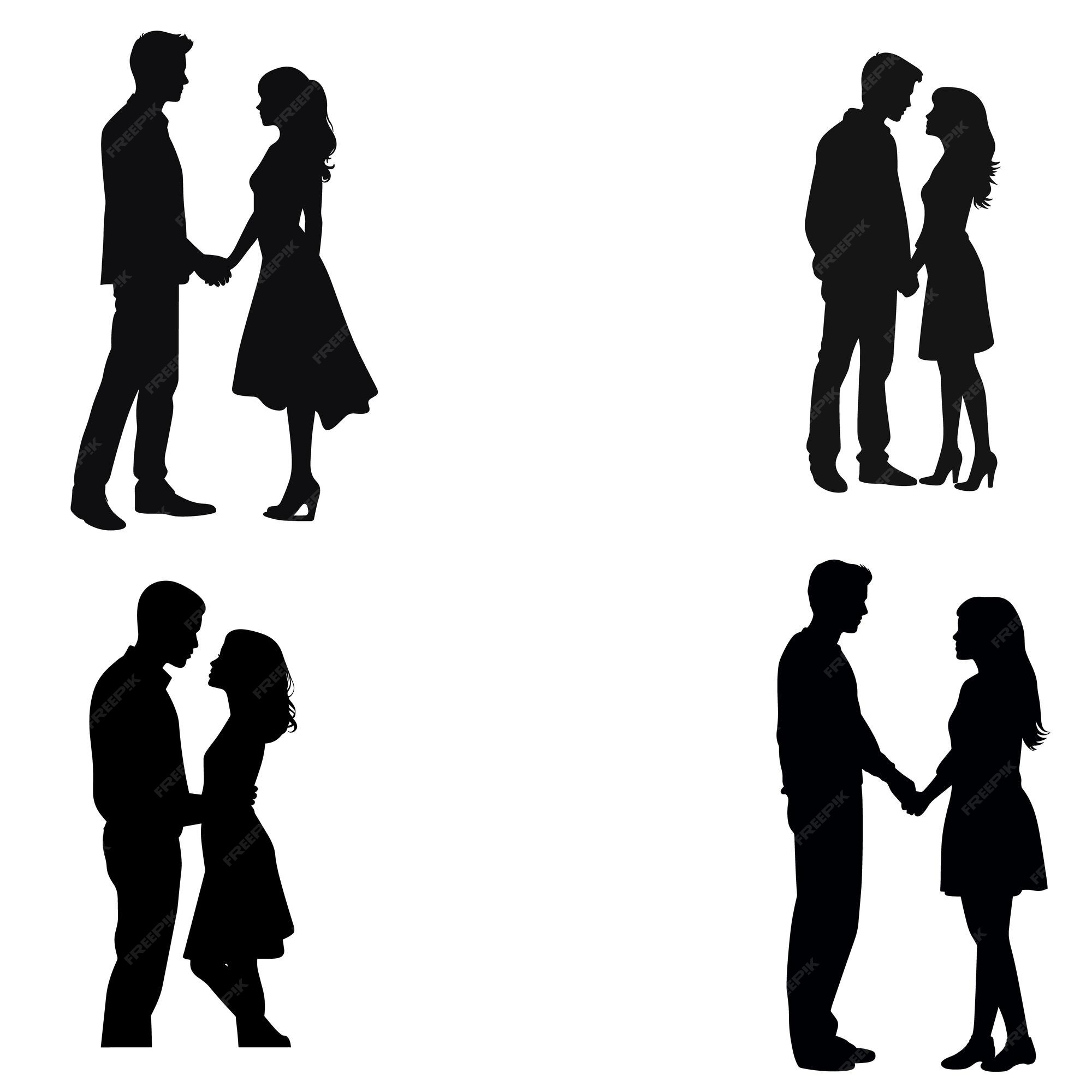 A Silhouette Of A Couple And A Man Holding Hands Premium Ai Generated