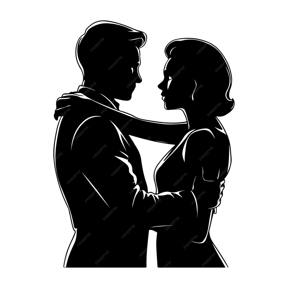 Premium Vector A Silhouette Of A Couple And A Man In A Suit