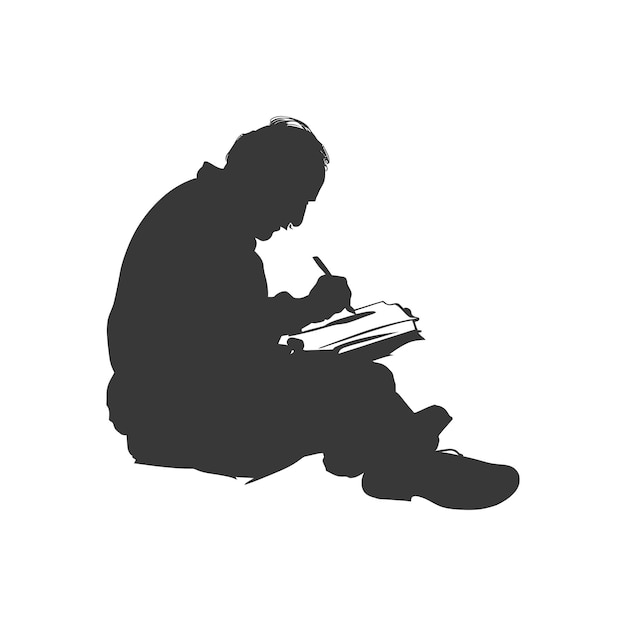 Silhouette of a Person Writing in a Book | Premium AI-generated vector Silhouette of a Person Writing in a Book | Premium AI-generated vector