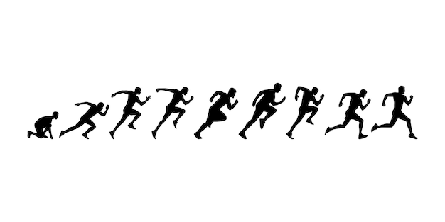 Premium Vector | Silhouette of a sequence of steps starting to run Premium Vector | Silhouette of a sequence of steps starting to run