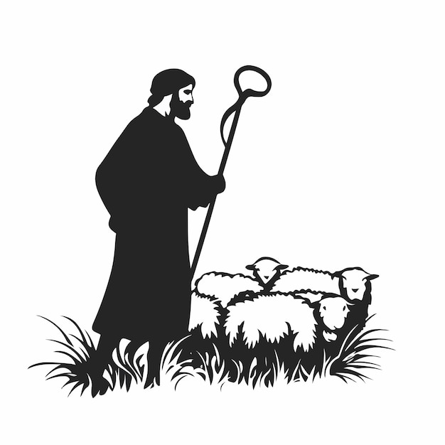 Silhouette Shepherd Sheep Manger Isolated Design | Premium AI-generated ... Silhouette Shepherd Sheep Manger Isolated Design | Premium AI-generated ...