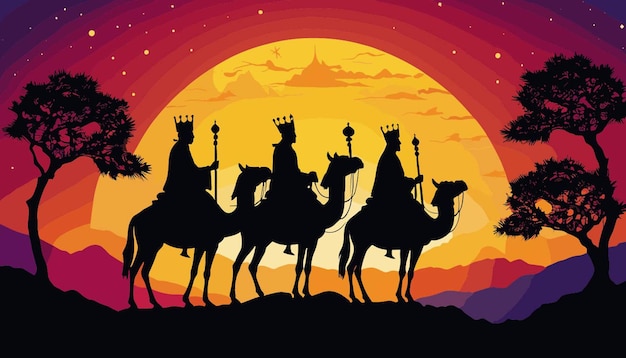 Premium Vector | Silhouette of the three wise men Premium Vector | Silhouette of the three wise men