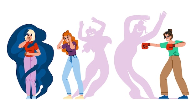 Premium Vector | Silhouette woman shadow fear vector Premium Vector | Silhouette woman shadow fear vector