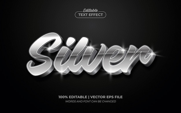 Premium Vector | Silver chrome 3d shiny editable text effect font style Premium Vector | Silver chrome 3d shiny editable text effect font style