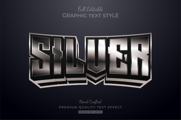 Premium Vector | Silver Glow Editable Text Style Effect Premium Vector | Silver Glow Editable Text Style Effect