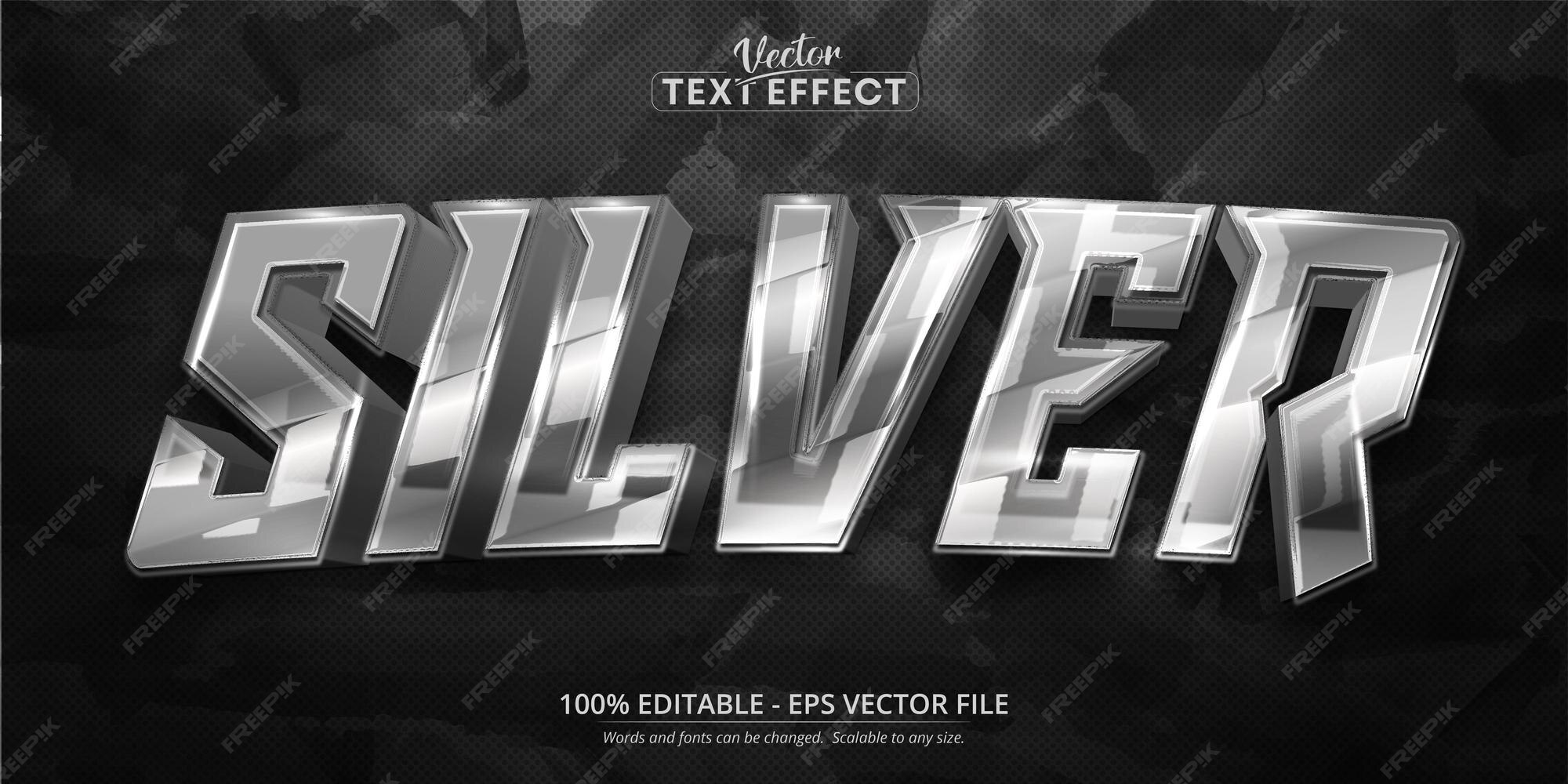 Premium Vector Silver Text Shiny Silver Color Style Editable Text Effect