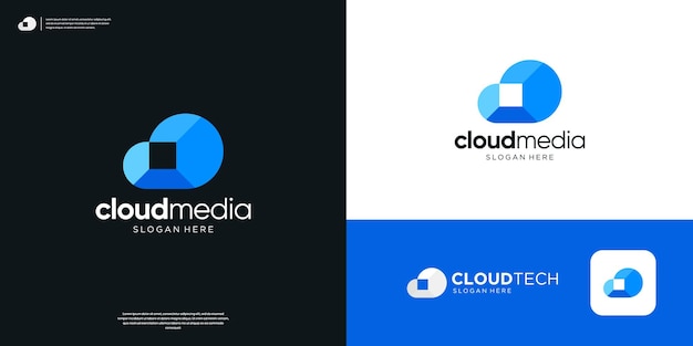 Premium Vector | Simple cloud tech computing database server logo design Premium Vector | Simple cloud tech computing database server logo design
