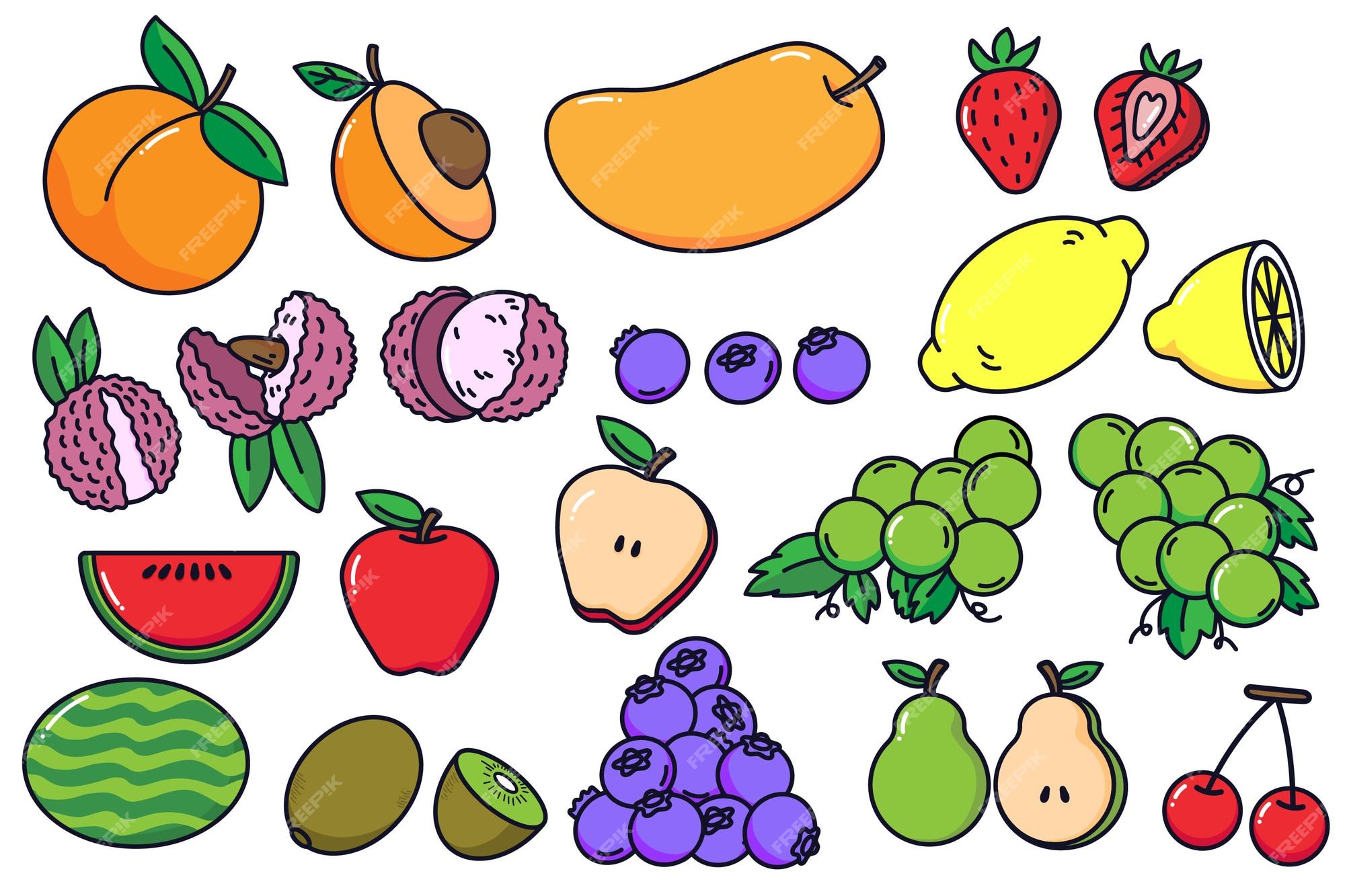 Premium Vector | Simple and colourful fruit drawing Premium Vector | Simple and colourful fruit drawing
