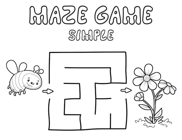 Premium Vector | Simple Maze puzzle game for children. Outline simple ... Premium Vector | Simple Maze puzzle game for children. Outline simple ...