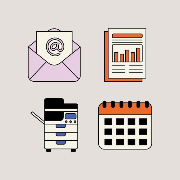 Premium Vector | Simple office bold lined elements 2 Premium Vector | Simple office bold lined elements 2
