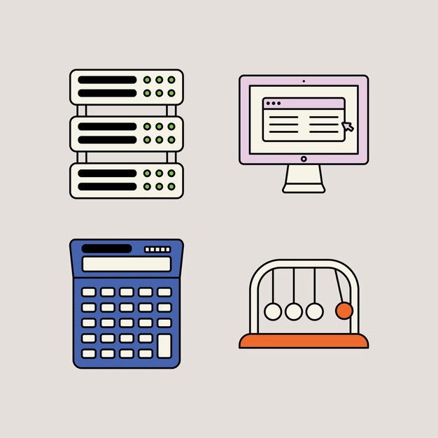 Premium Vector | Simple office bold lined elements 4 Premium Vector | Simple office bold lined elements 4