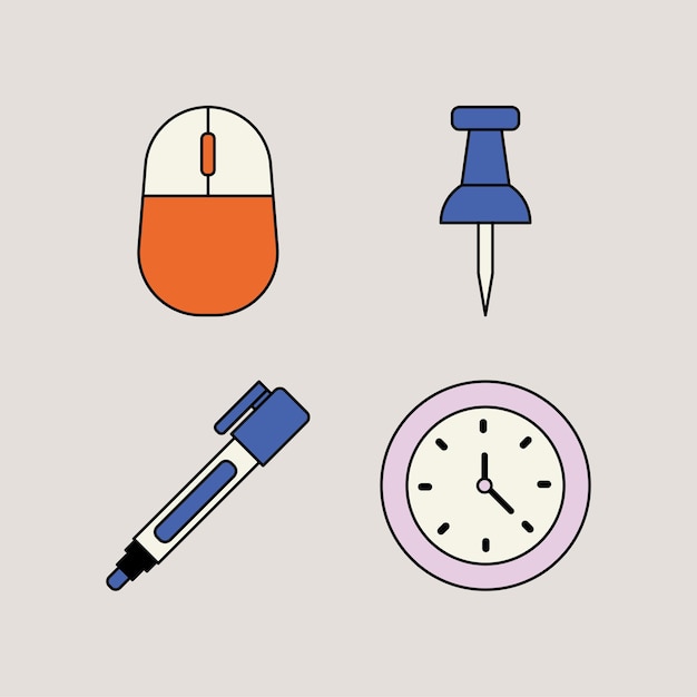 Premium Vector | Simple office bold lined elements 8 Premium Vector | Simple office bold lined elements 8