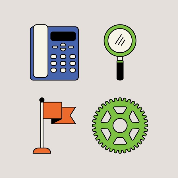 Premium Vector | Simple office bold lined elements 9 Premium Vector | Simple office bold lined elements 9