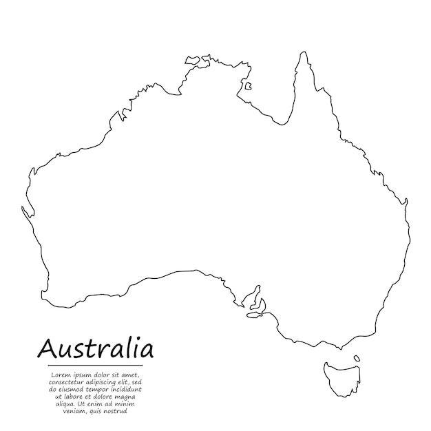 Premium Vector | Simple outline map of australia, in sketch line style Premium Vector | Simple outline map of australia, in sketch line style