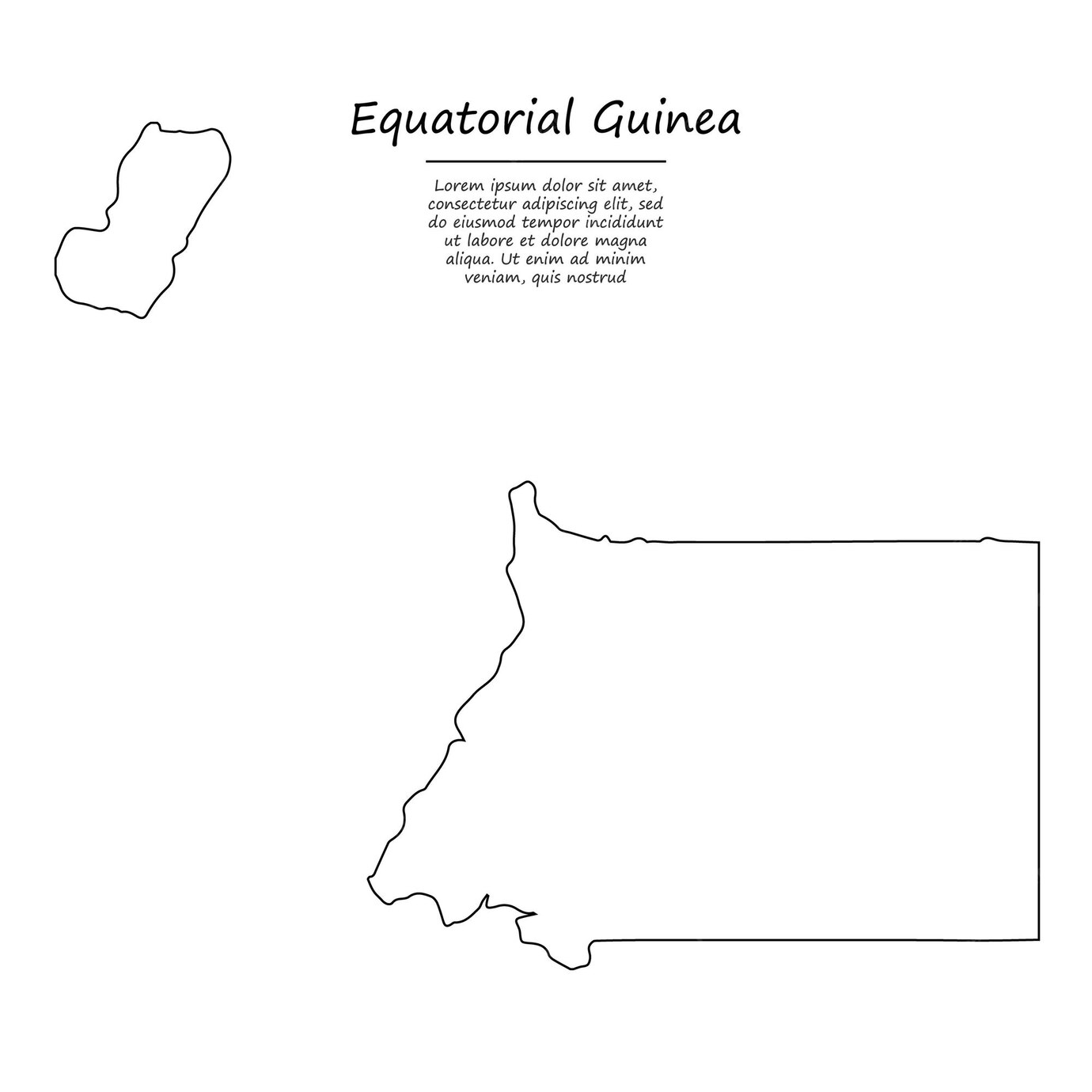 Premium Vector | Simple outline map of equatorial guinea, silhouette in ... Premium Vector | Simple outline map of equatorial guinea, silhouette in ...