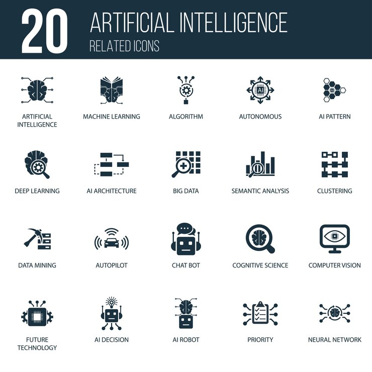 Premium Vector | Simple set of 20 artificial intelligence related icons ...
