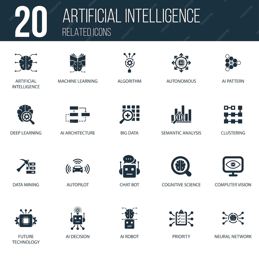 Premium Vector Simple Set Of 20 Artificial Intelligence Related Icons