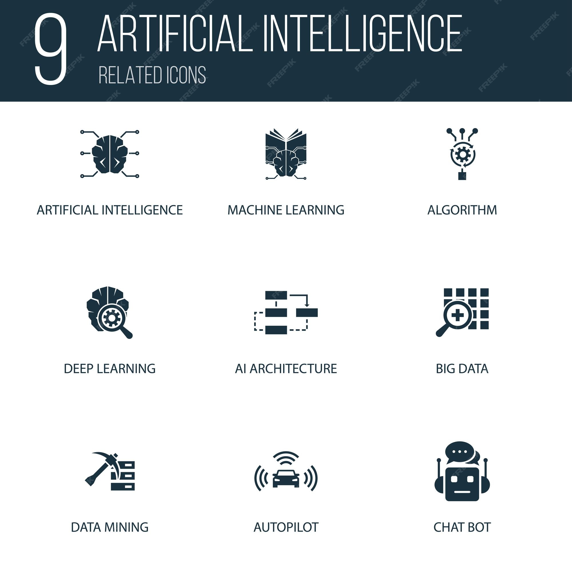 Premium Vector | Simple Set of 9 Artificial Intelligence Related Icons ...