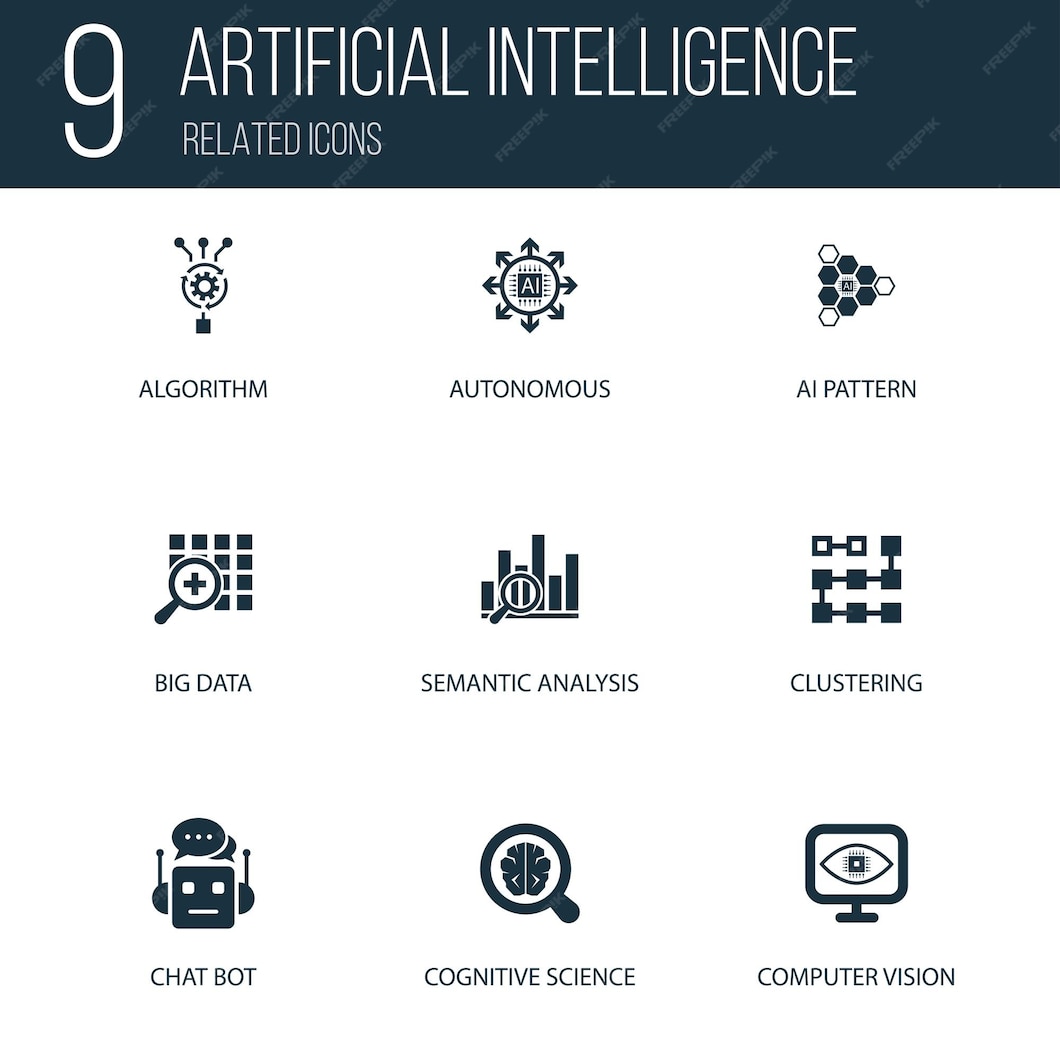 Premium Vector | Simple set of 9 artificial intelligence related icons ...