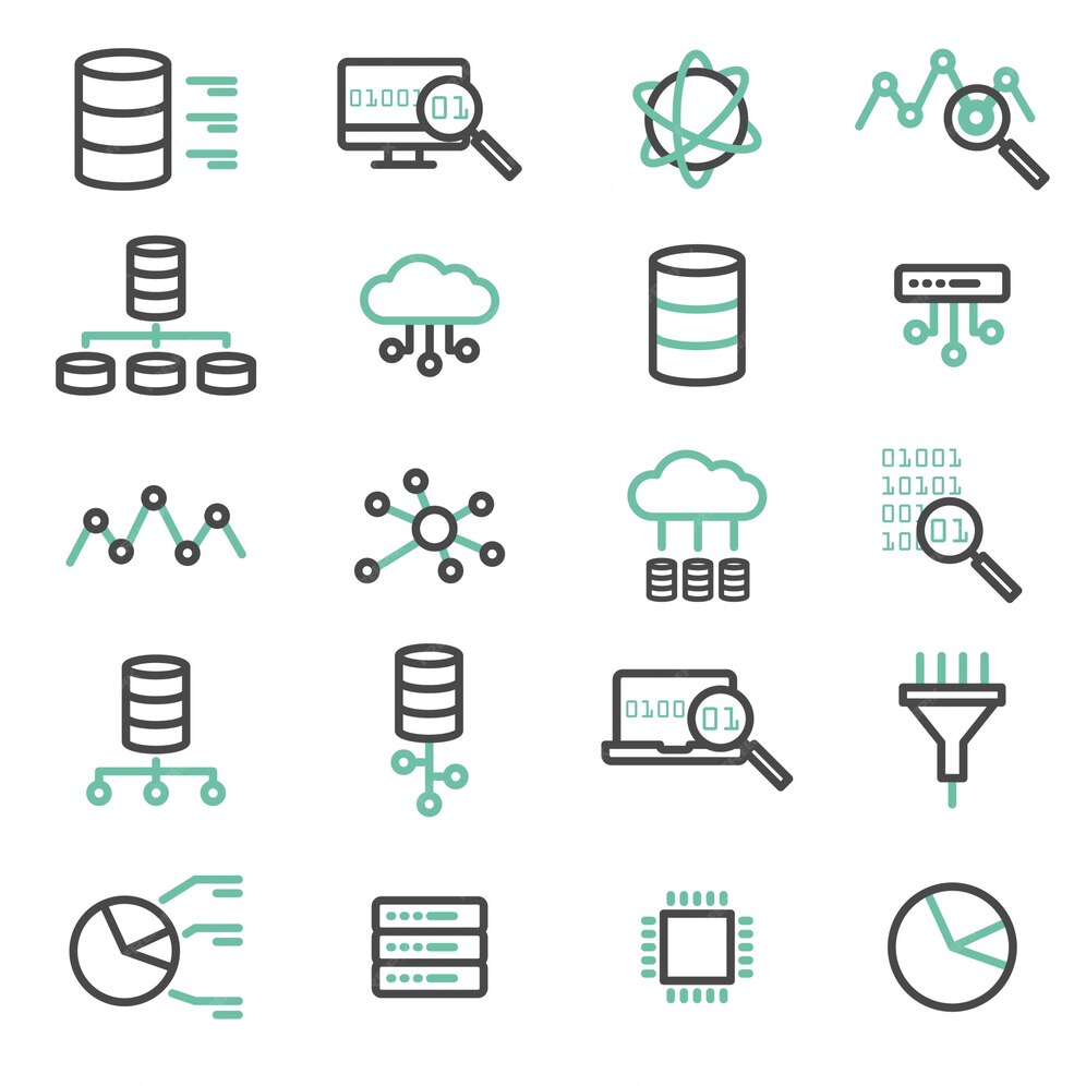 Premium Vector | Simple set of big data, database, cloud computing ...