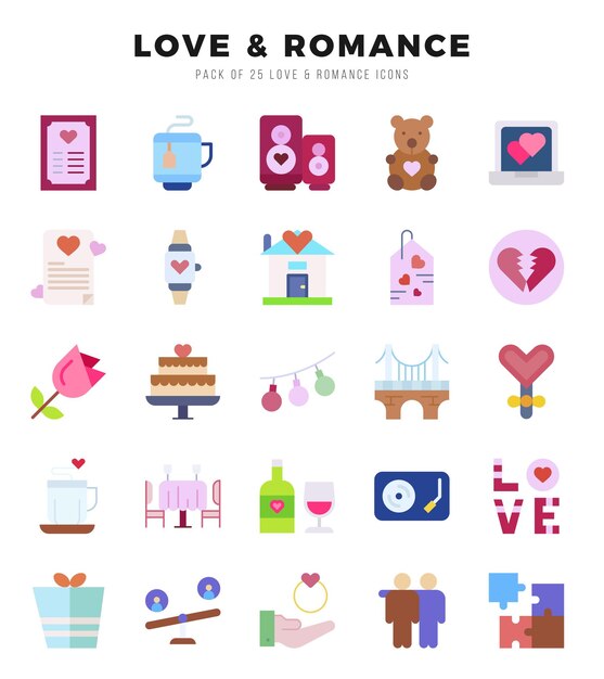 Premium Vector Simple Set Of Love Romance Related Vector Flat Icons