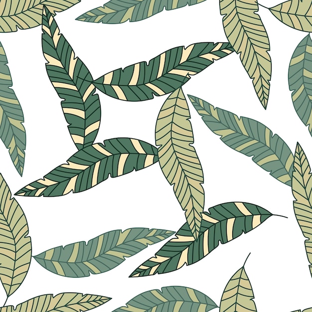 Premium Vector Simple Tropical Palm Leaves Seamless Pattern Linear