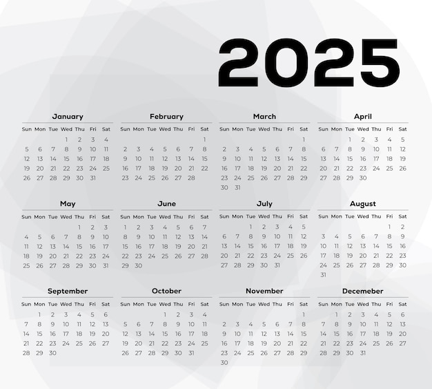 Premium Vector | Simple Vector Calendar 2025 Premium Vector | Simple Vector Calendar 2025