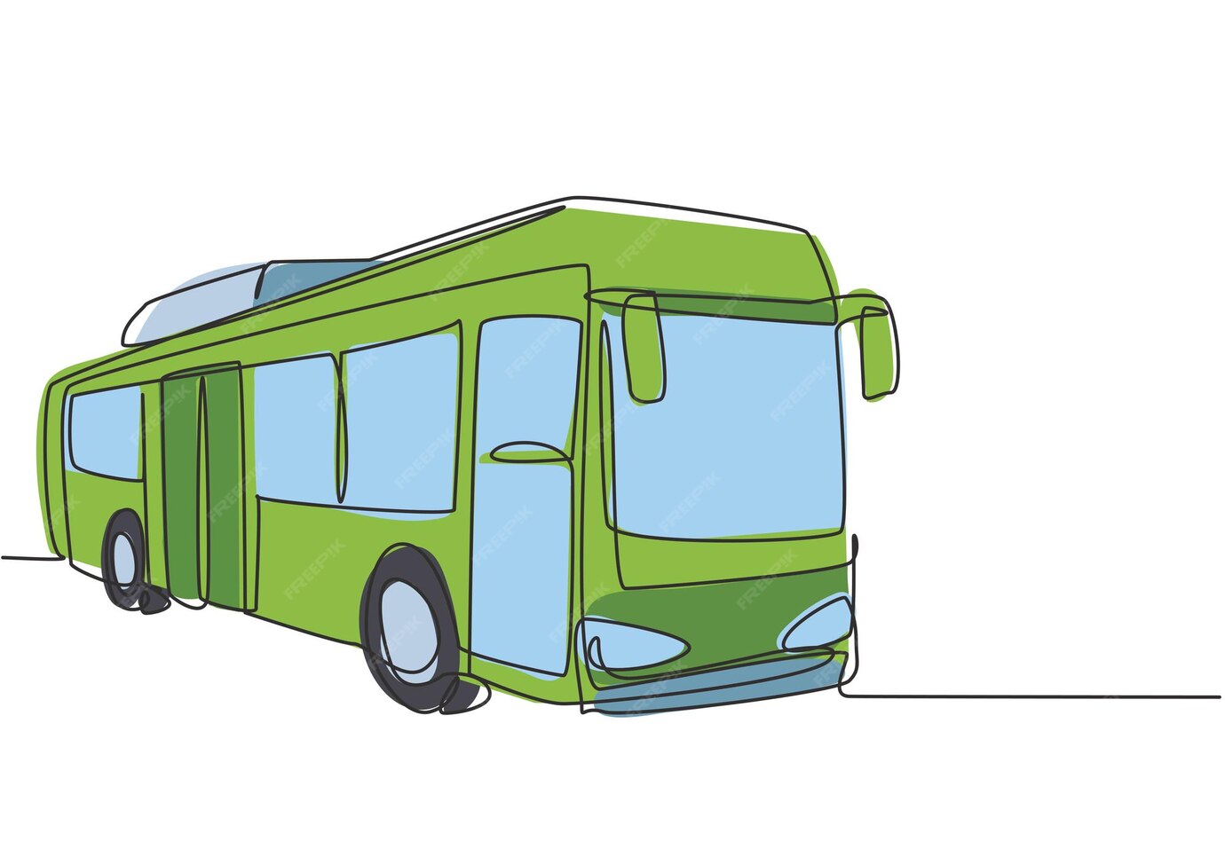 Premium Vector | Single continuous line drawing city buses serving ... Premium Vector | Single continuous line drawing city buses serving ...