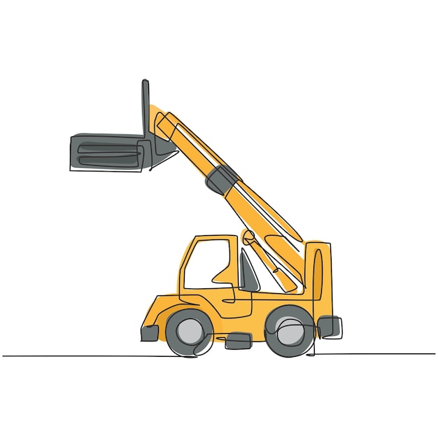 Premium Vector | Single continuous line drawing of forklift for loading ... Premium Vector | Single continuous line drawing of forklift for loading ...