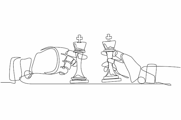 Premium Vector | Single continuous line drawing robots standing and ... Premium Vector | Single continuous line drawing robots standing and ...