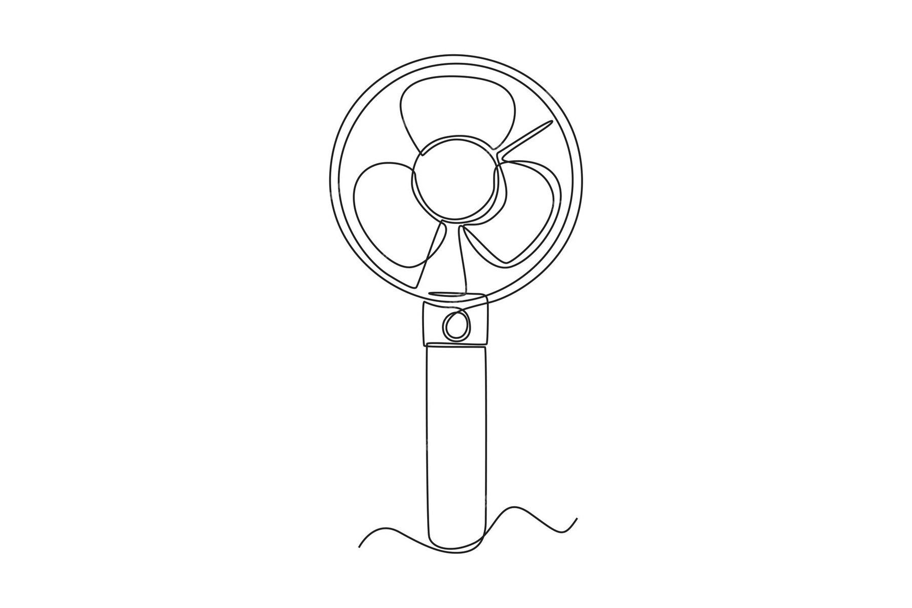 단일 선 그리기 휴대용 팬 전기 가전 개념 연속 선 그리기 디자인 그래픽 벡터 일러스트 프리미엄 벡터