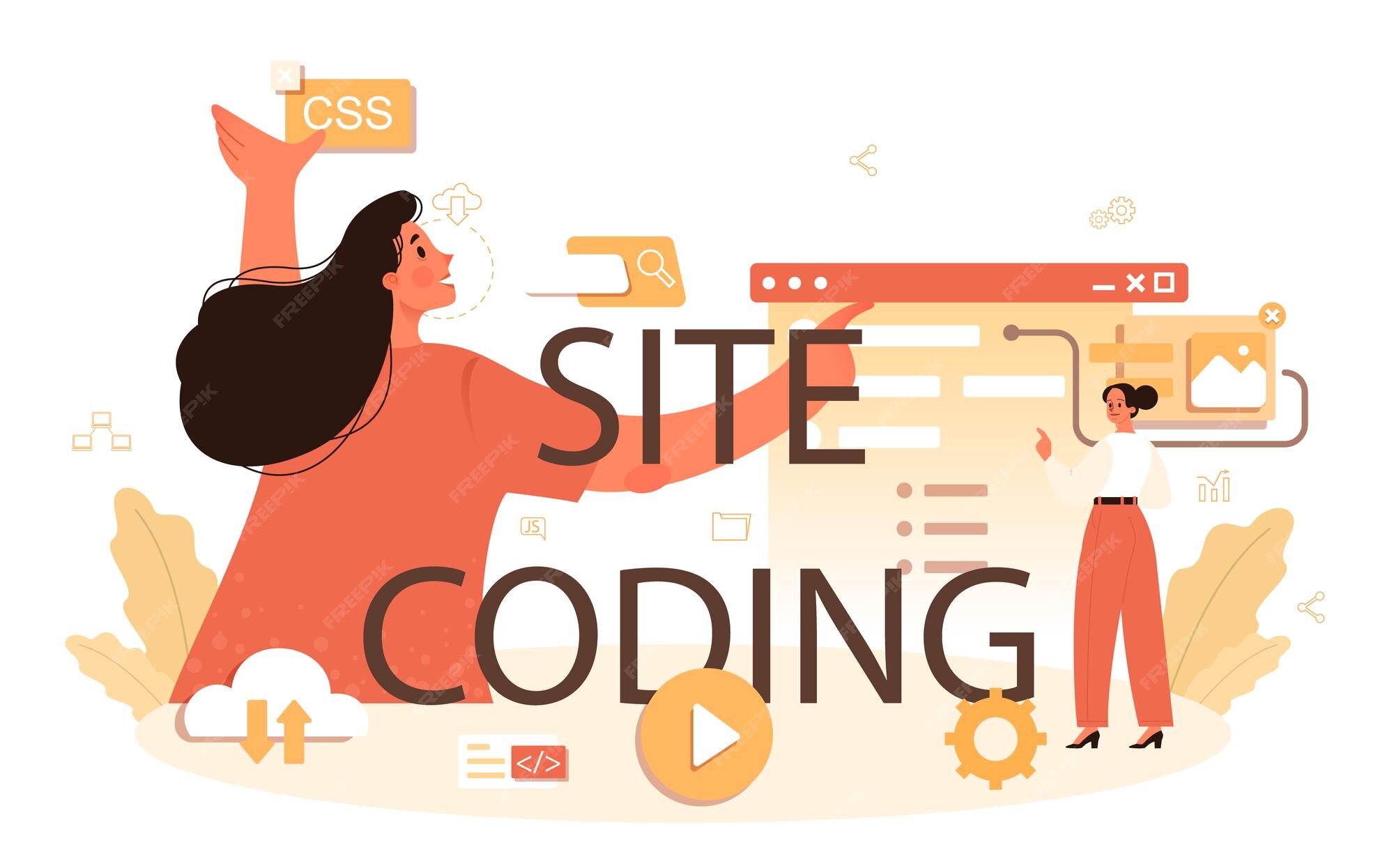 Premium Vector | Site codding typographic header building and ...