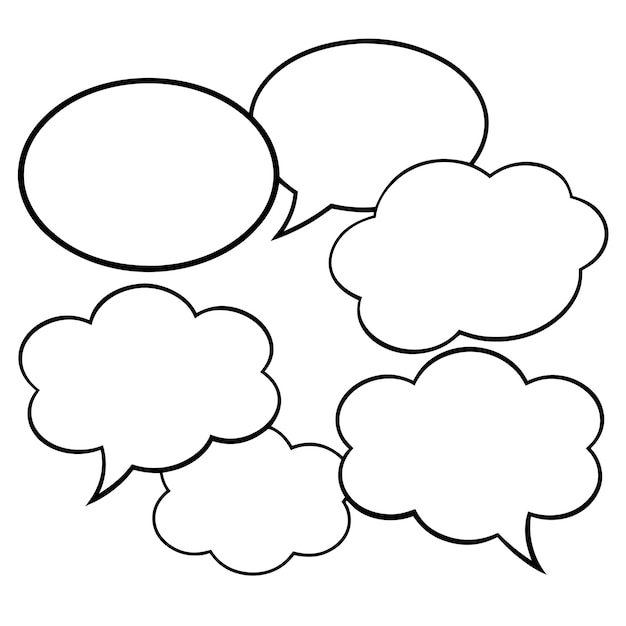 Six empty speech bubbles in different shapes and sizes isolated on ... Six empty speech bubbles in different shapes and sizes isolated on ...