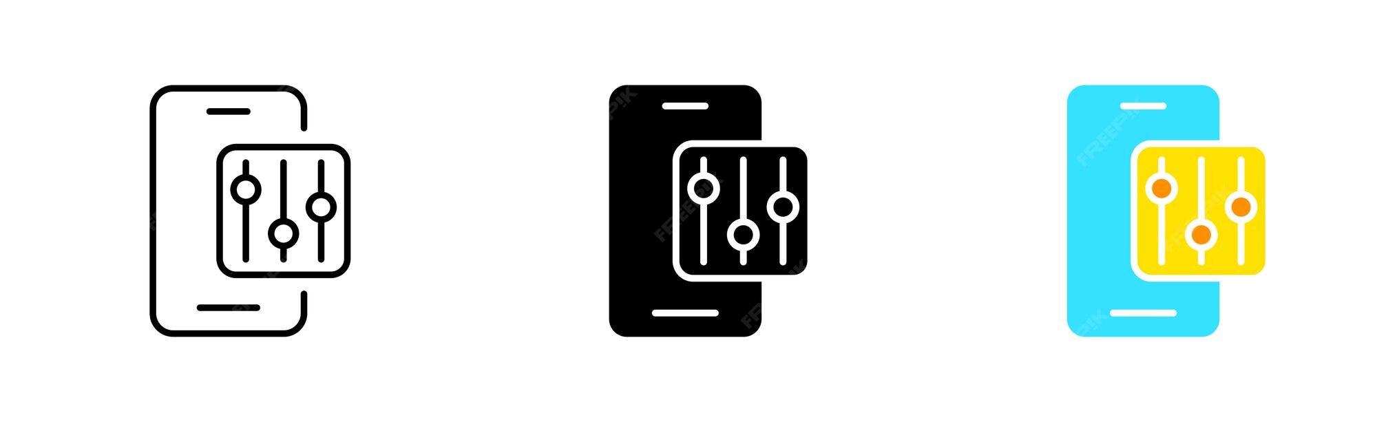 Premium Vector | Slider with phone line icon tune control regulate adjust menu configuration ...