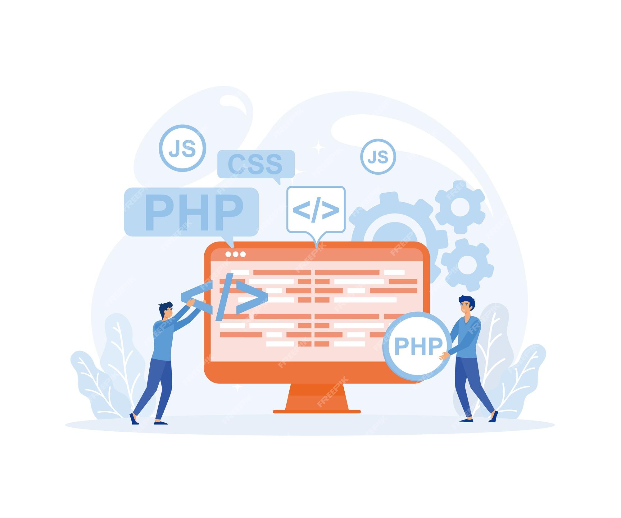 Premium Vector Small People Programmers Coding And Correct Errors In Project Laptop Screen