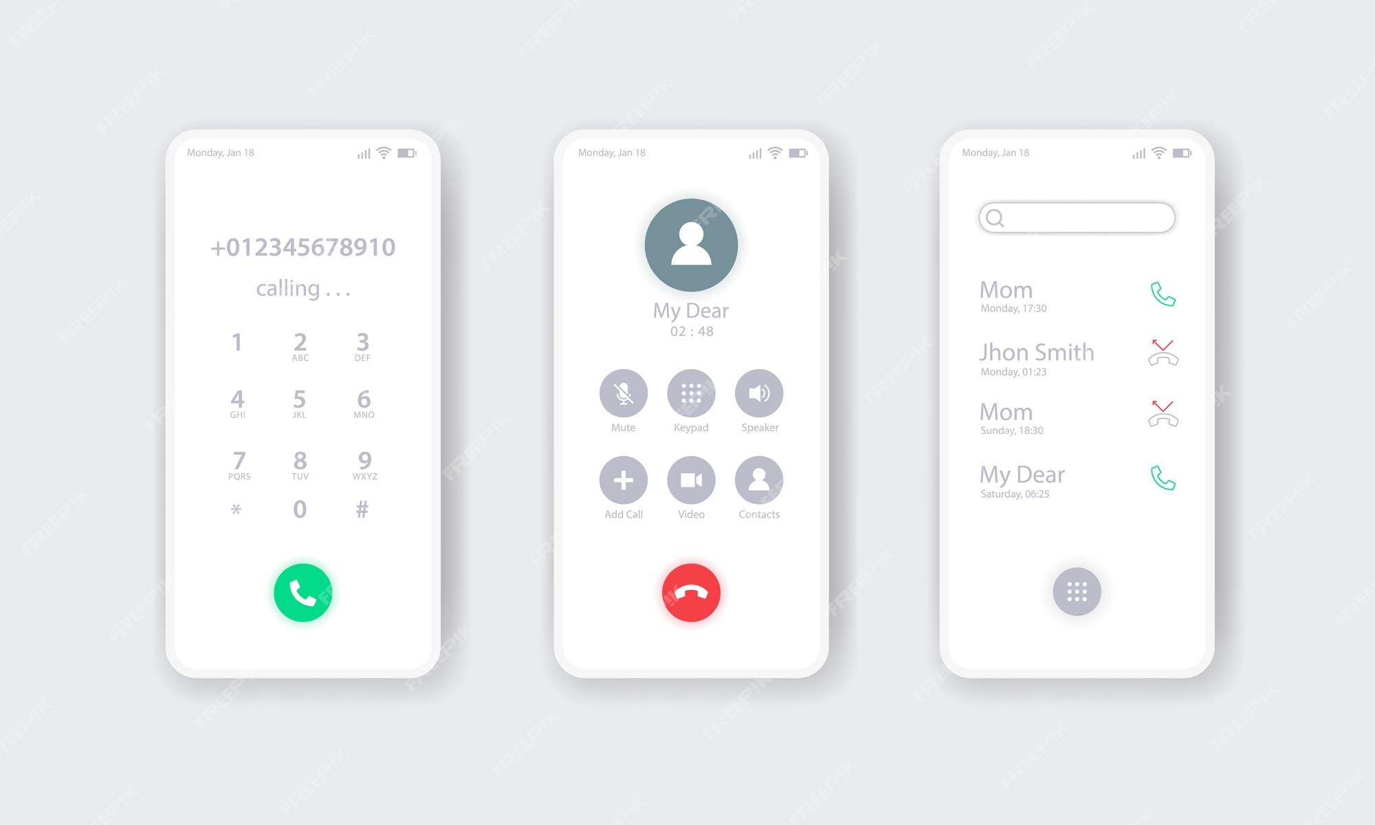 Premium Vector | Smartphone call screen user interface phone call ui ... Premium Vector | Smartphone call screen user interface phone call ui ...