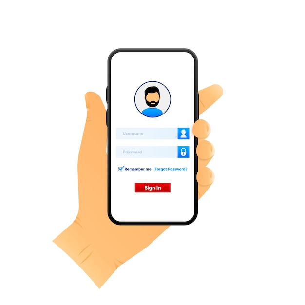 Premium Vector | Smartphone with login form and password page form on ... Premium Vector | Smartphone with login form and password page form on ...